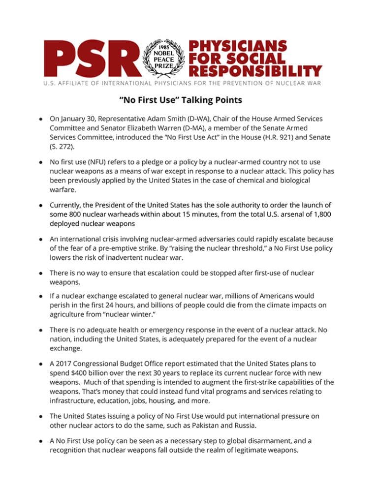 No First Use Talking Points | Chapter Site Template